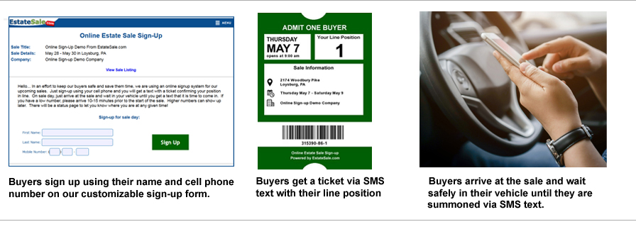 Online Sign-Up and Line Manager by EstateSale.com
